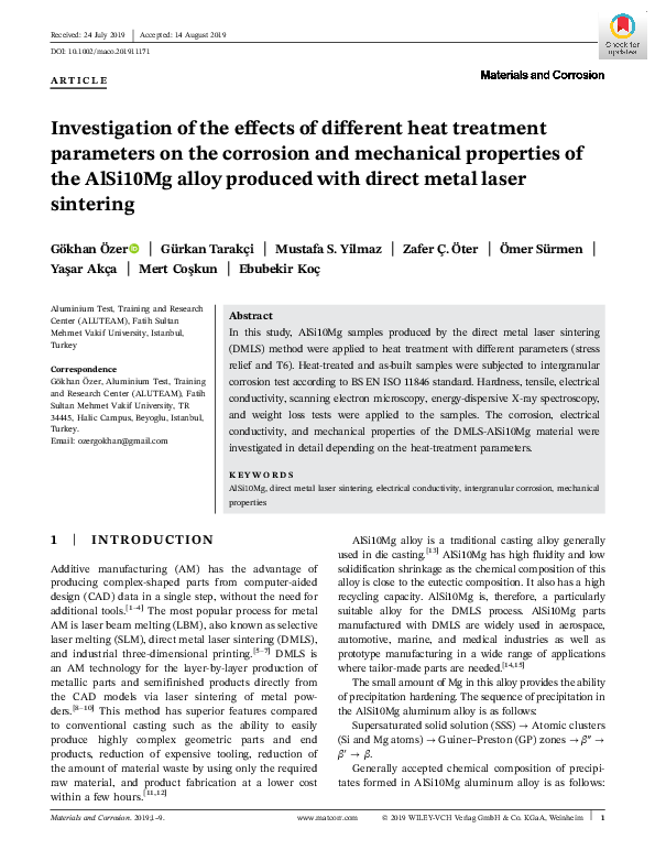 (PDF) Investigation of the effects of different heat treatment parameters on the corrosion and ...