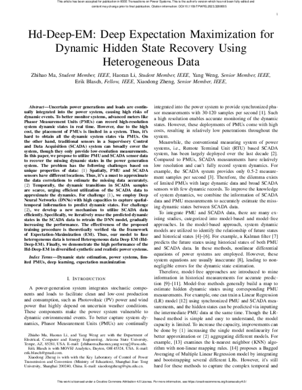 Pdf Hd Deep Em Deep Expectation Maximization For Dynamic Hidden State Recovery Using