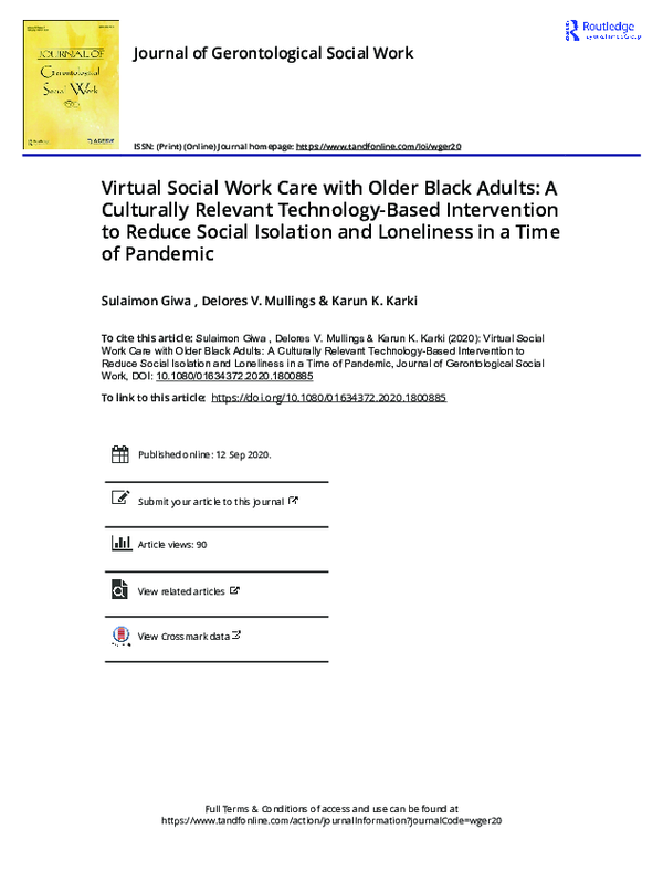(PDF) Virtual Social Work Care with Older Black Adults: A Culturally ...