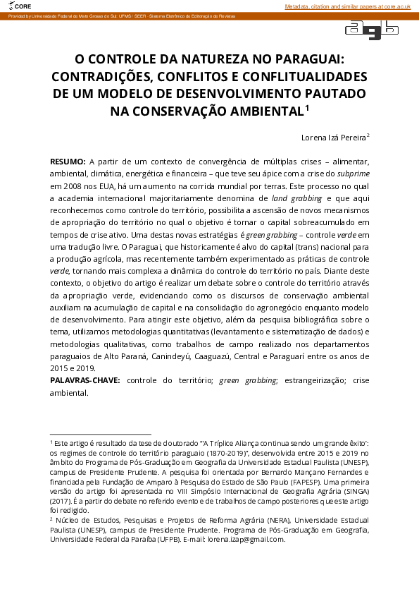 (PDF) O Controle Da Natureza No Paraguai