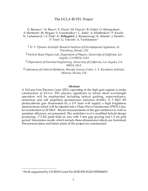 (PDF) The UCLA IR FEL project