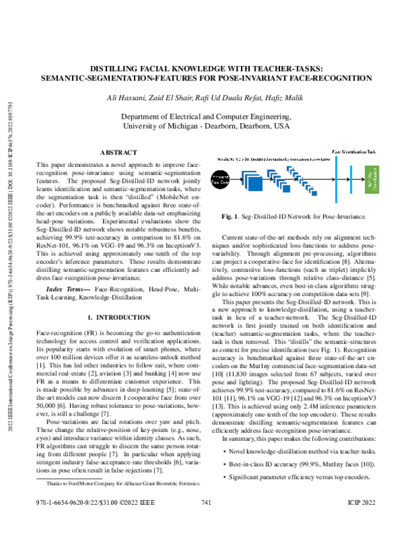 Pdf Distilling Facial Knowledge With Teacher Tasks Semantic Segmentation Features For Pose