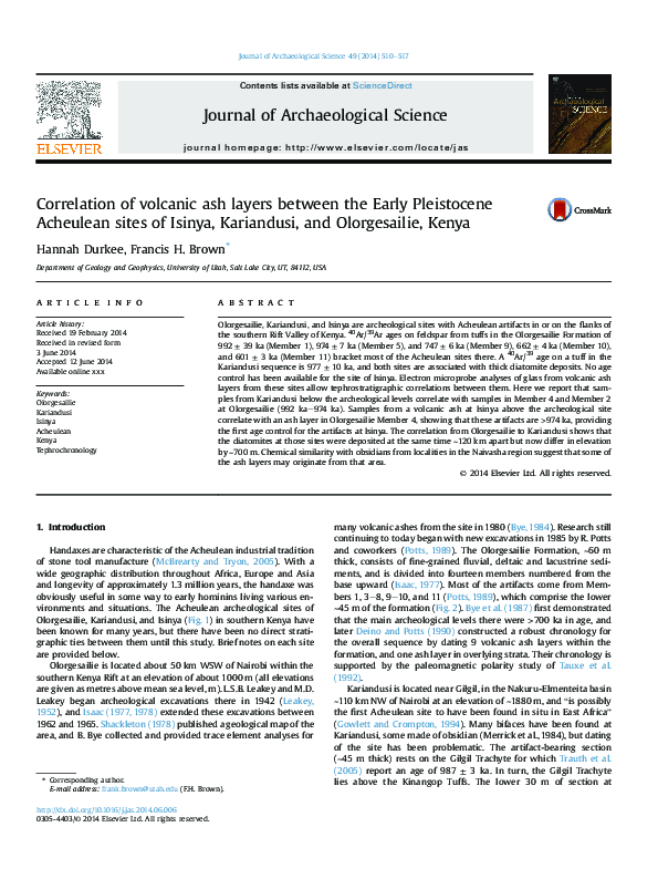 (PDF) Correlation of volcanic ash layers between the Early Pleistocene ...