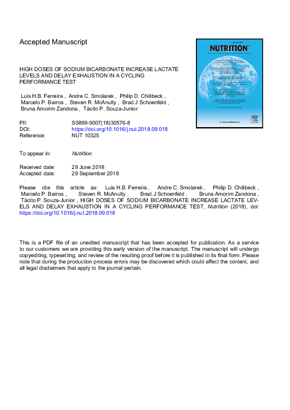 (PDF) High doses of sodium bicarbonate increase lactate levels and ...