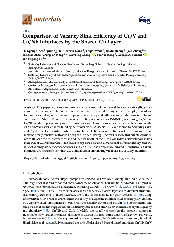(PDF) Comparison of Vacancy Sink Efficiency of Cu/V and Cu/Nb ...