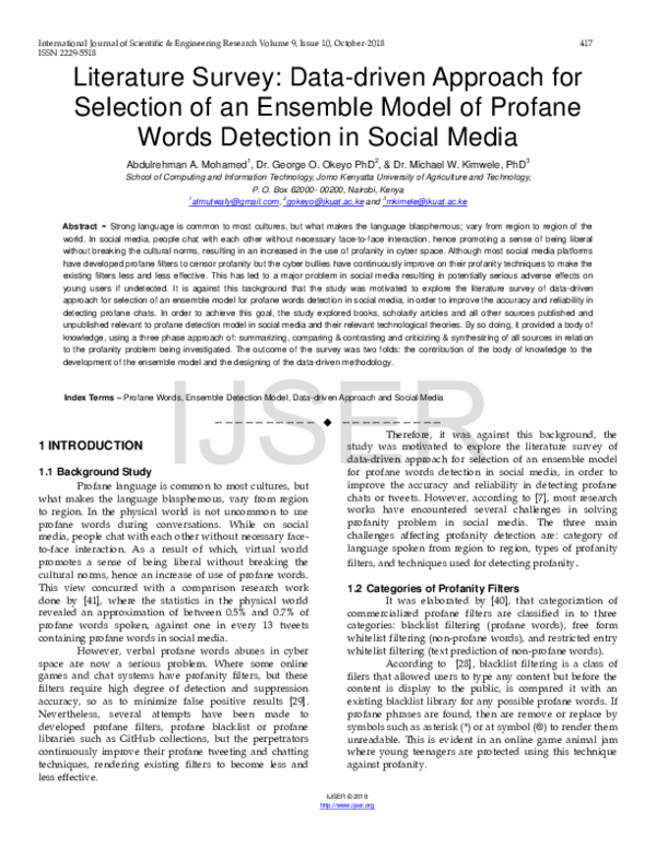 (PDF) Literature Survey: Data-driven Approach for Selection of an ...