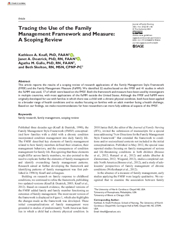 (PDF) Tracing the Use of the Family Management Framework and Measure: A ...