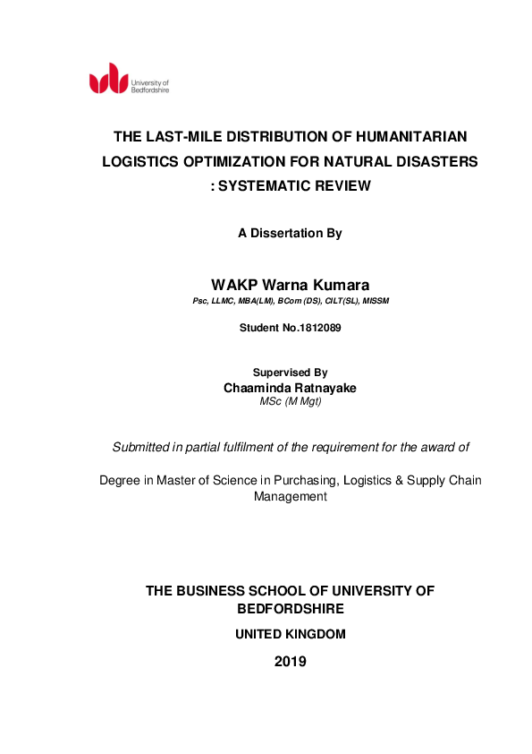 (PDF) THE LAST-MILE DISTRIBUTION OF HUMANITARIAN LOGISTICS OPTIMIZATION ...