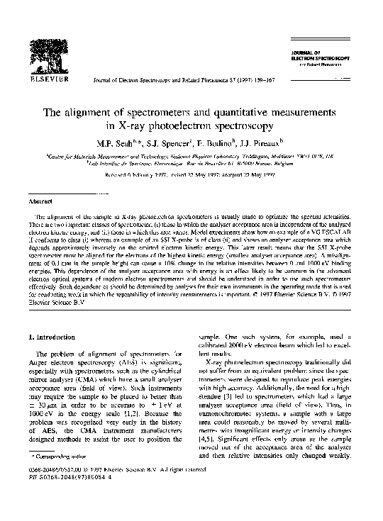 (PDF) The alignment of spectrometers and quantitative measurements in X ...