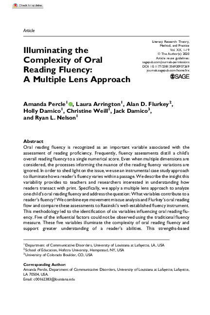 (PDF) Illuminating the Complexity of Oral Reading Fluency: A Multiple ...