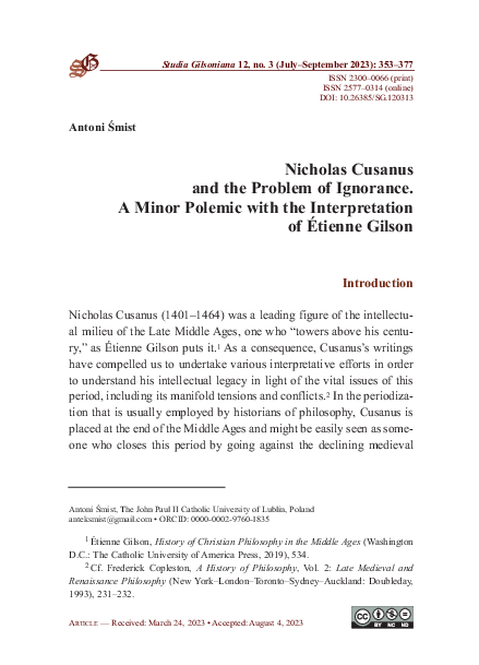 (PDF) Nicholas Cusanus and the Problem of Ignorance. A Minor Polemic ...