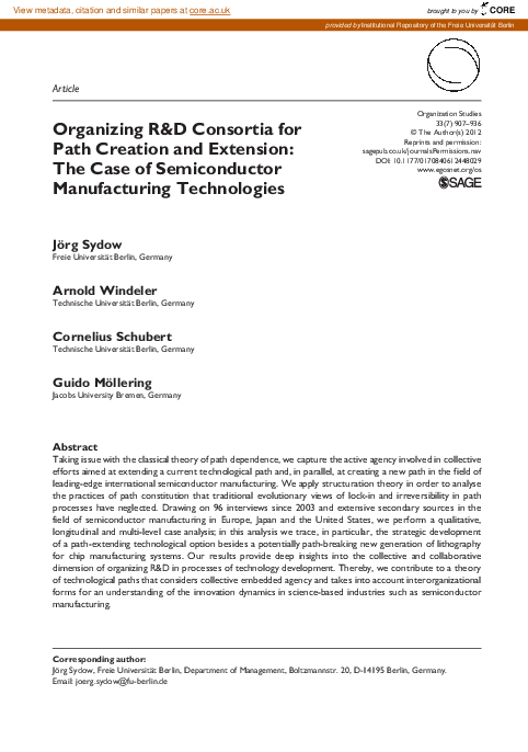 (PDF) The Case of Semiconductor Manufacturing Technologies