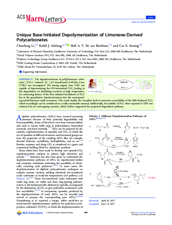(PDF) Unique Base-Initiated Depolymerization of Limonene-Derived ...