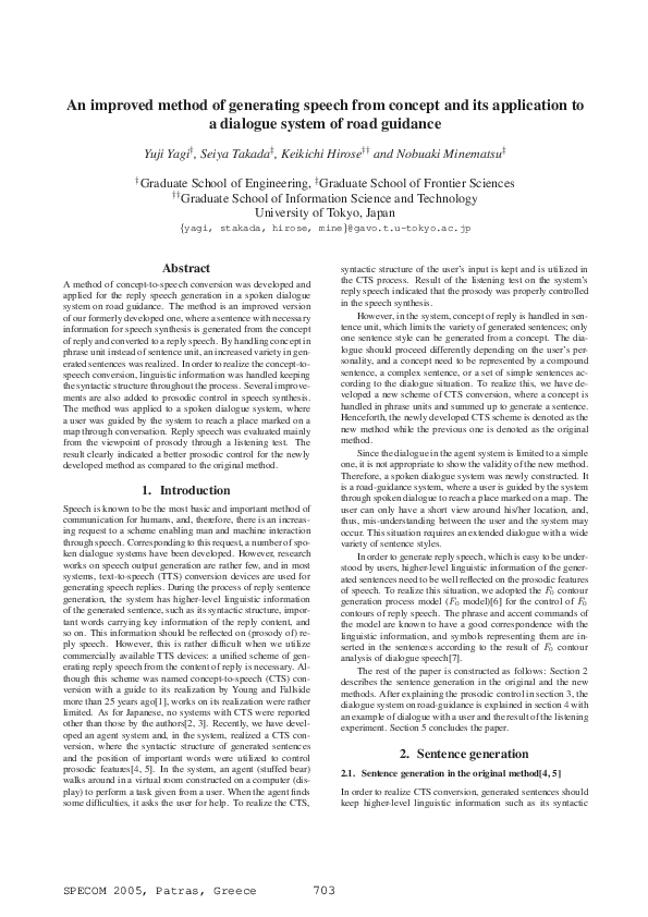 (PDF) An improved method of generating speech from concept and its application to a dialogue ...