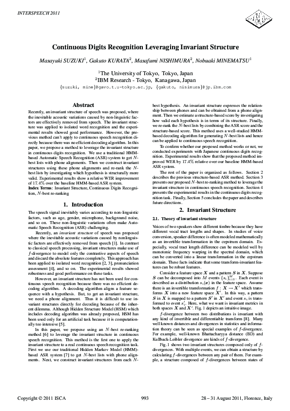 (PDF) Continuous digits recognition leveraging invariant structure