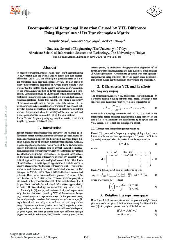 (PDF) Decomposition of rotational distortion caused by VTL difference using eigenvalues of its ...