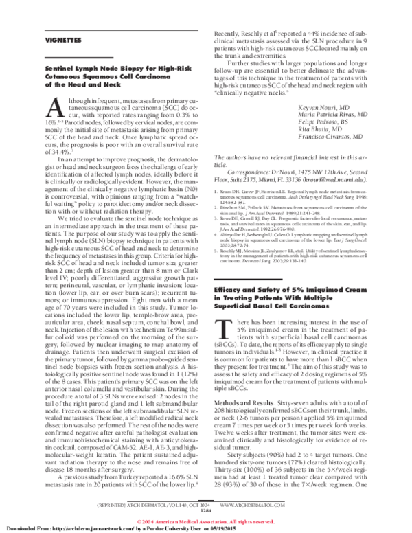 (PDF) Sentinel Lymph Node Biopsy for High-Risk Cutaneous Squamous Cell ...