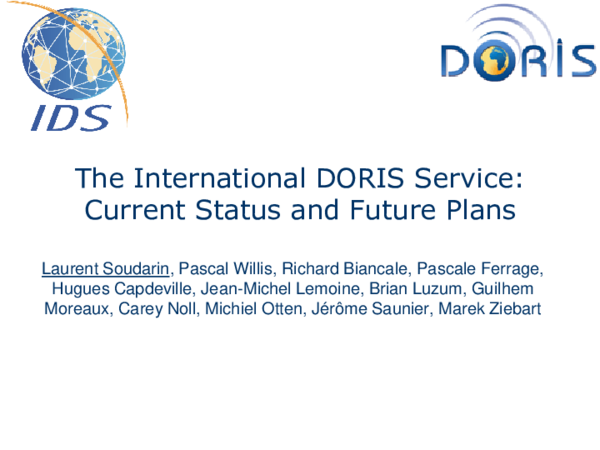 (PDF) The International DORIS Service: Current Status and Future Plans | Guilhem Moreaux ...
