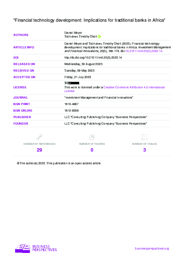 (PDF) Financial technology development: Implications for traditional banks in Africa