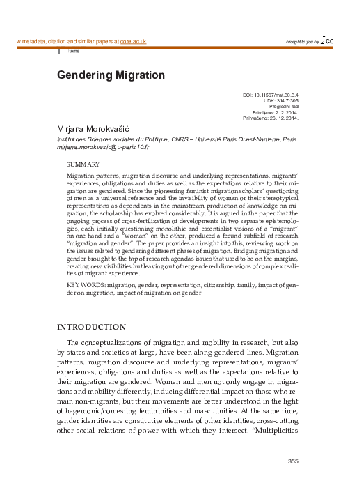 (PDF) Gendering Migration