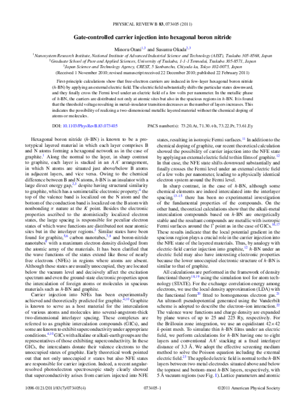 (PDF) Gate-controlled carrier injection into hexagonal boron nitride
