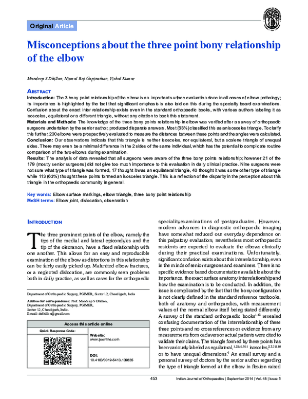 (PDF) Misconceptions about the three point bony relationship of the elbow