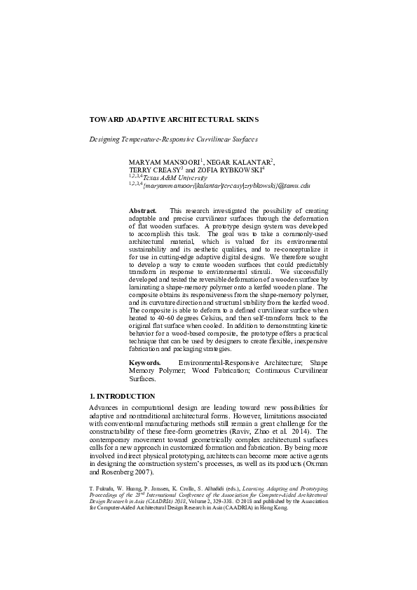 (PDF) Toward Adaptive Architectural Skins - Designing Temperature ...