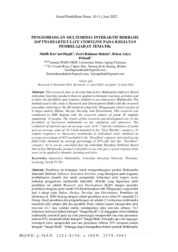 (PDF) Pengembangan Multimedia Interaktif Berbasis Software Articulate Storyline Pada Kegiatan ...