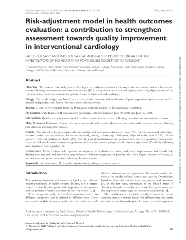 (PDF) Risk-adjustment model in health outcomes evaluation: a ...