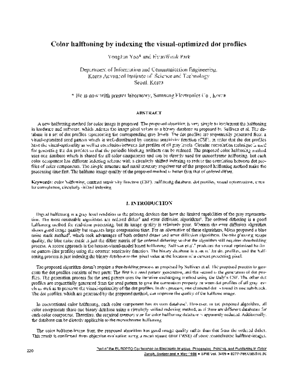 (PDF) Color halftoning by indexing the visual-optimized dot profiles