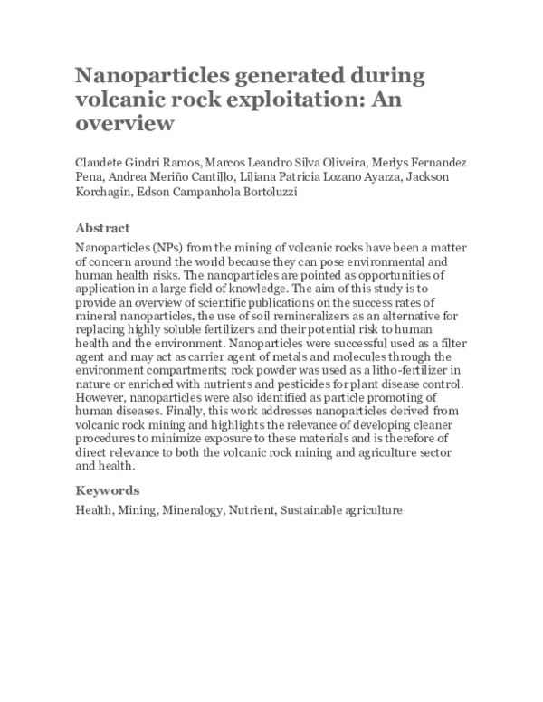 (PDF) Nanoparticles generated during volcanic rock exploitation: An ...