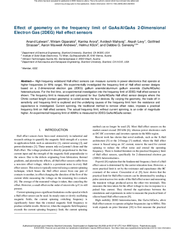 (PDF) Effect of geometry on the frequency limit of GaAs/AlGaAs 2 ...