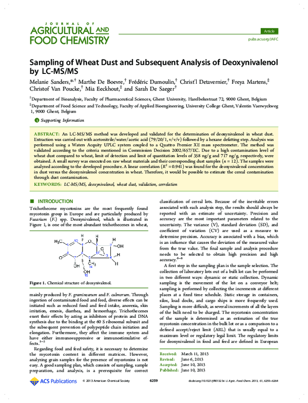 (PDF) Sampling of Wheat Dust and Subsequent Analysis of Deoxynivalenol ...
