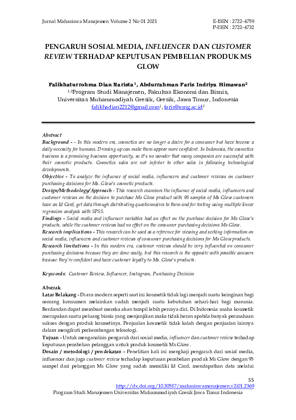 (PDF) Pengaruh Sosial Media, Influencer dan Customer Review Terhadap Keputusan Pembelian Produk ...