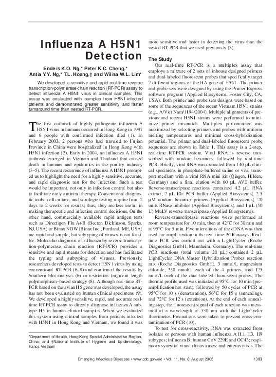 (PDF) Influenza A H5N1 Detection