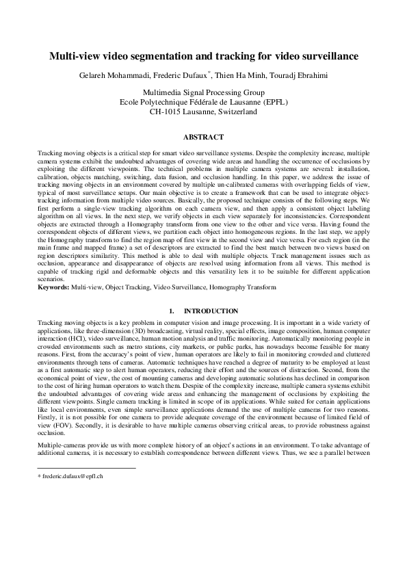 (PDF) Multi-view video segmentation and tracking for video surveillance (PDF) Multi-view video segmentation and tracking for video surveillance