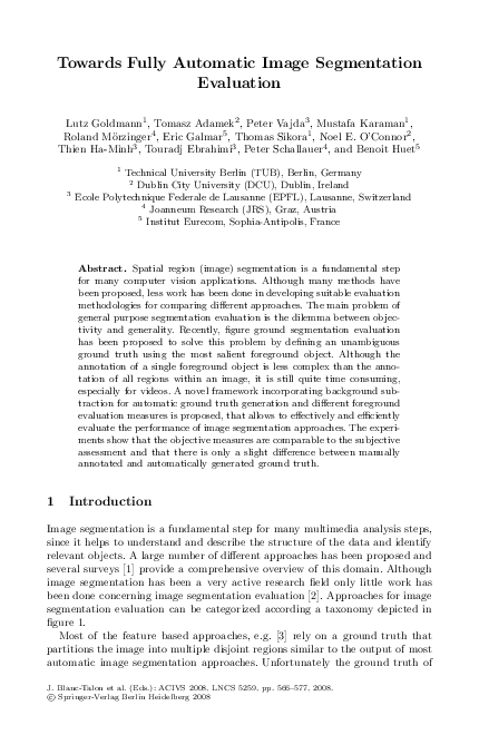 (PDF) Towards Fully Automatic Image Segmentation Evaluation