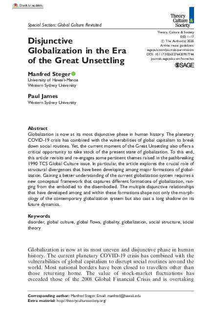 (PDF) Special Section: Global Culture Revisited Disjunctive ...