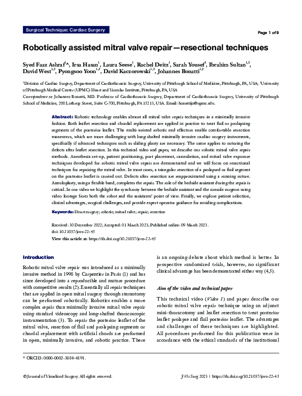 (PDF) Robotically assisted mitral valve repair—resectional techniques