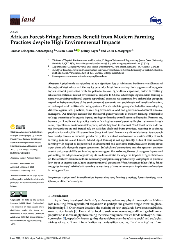 (PDF) African Forest-Fringe Farmers Benefit from Modern Farming ...