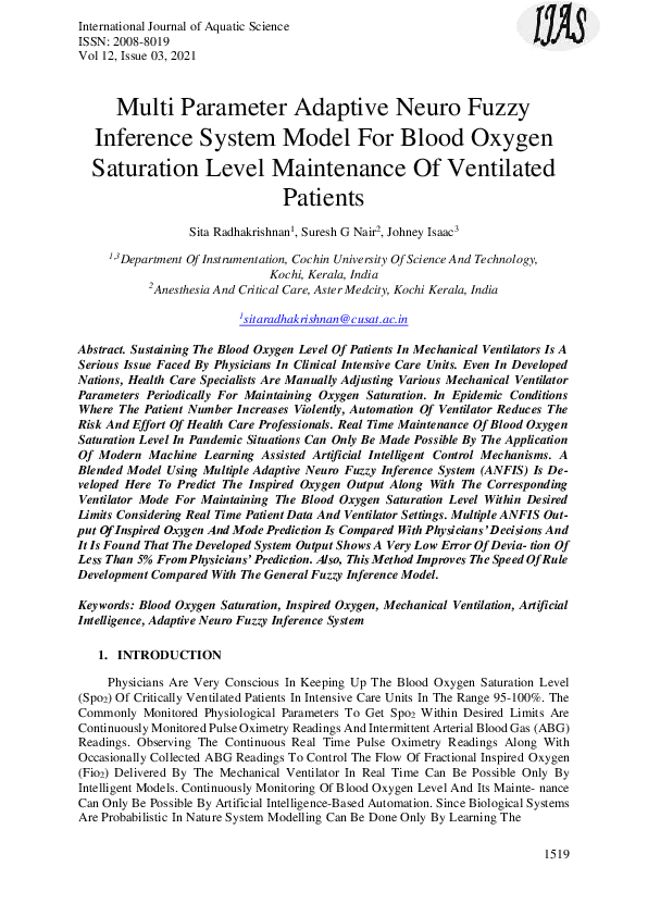 (PDF) Multi Parameter Adaptive Neuro Fuzzy Inference System Model For ...