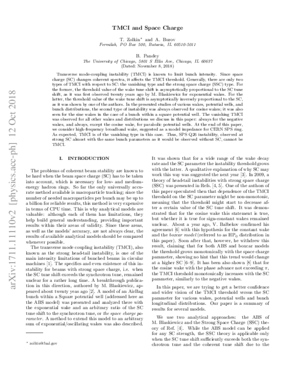 (PDF) TMCI and Space Charge II