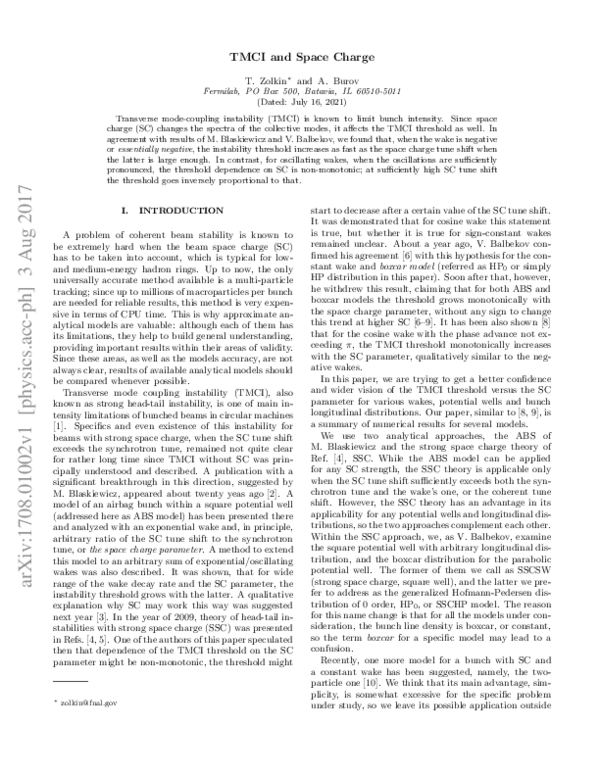 (PDF) TMCI and Space Charge