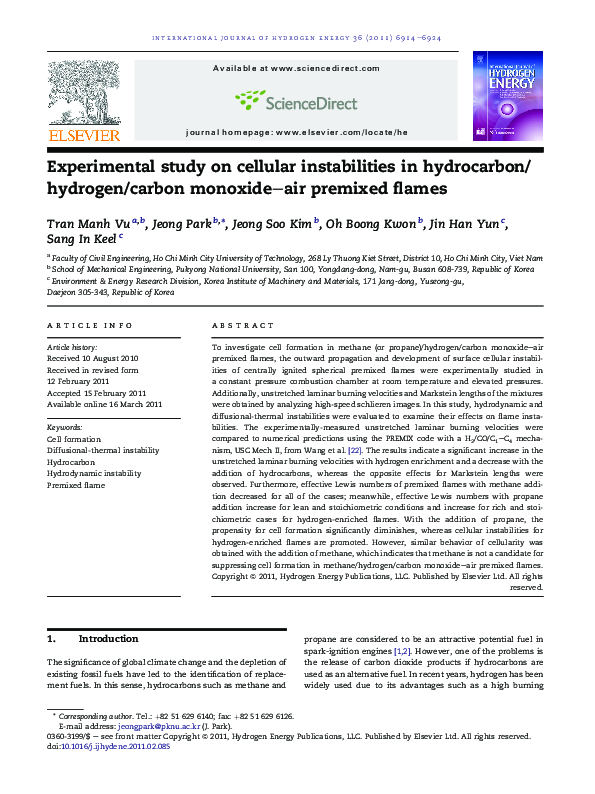 (PDF) Experimental study on cellular instabilities in hydrocarbon ...