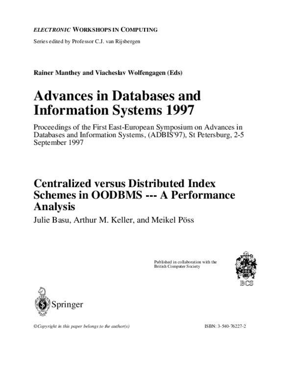 Pdf Centralized Versus Distributed Index Schemes In Oodbms A