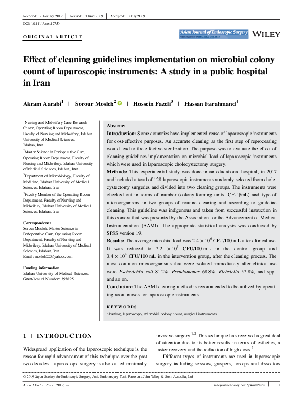 (PDF) Effect of cleaning guidelines implementation on microbial colony ...