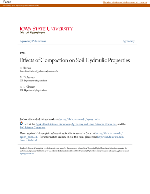 (PDF) Effects of Compaction on Soil Hydraulic Properties