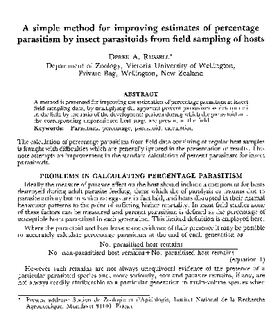 (PDF) Parasitism by Insect Parasitoids from Field Sampling | Derek ...