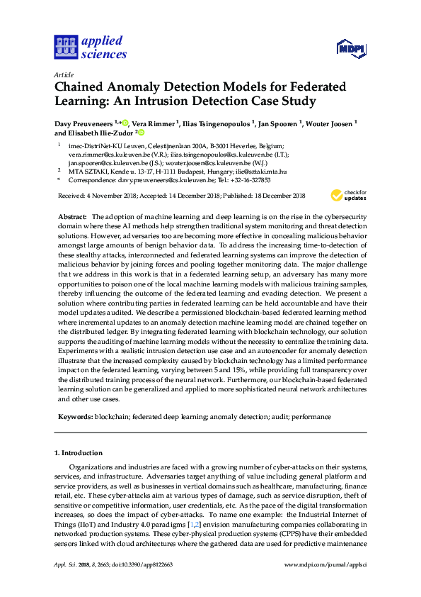 Pdf Chained Anomaly Detection Models For Federated Learning An
