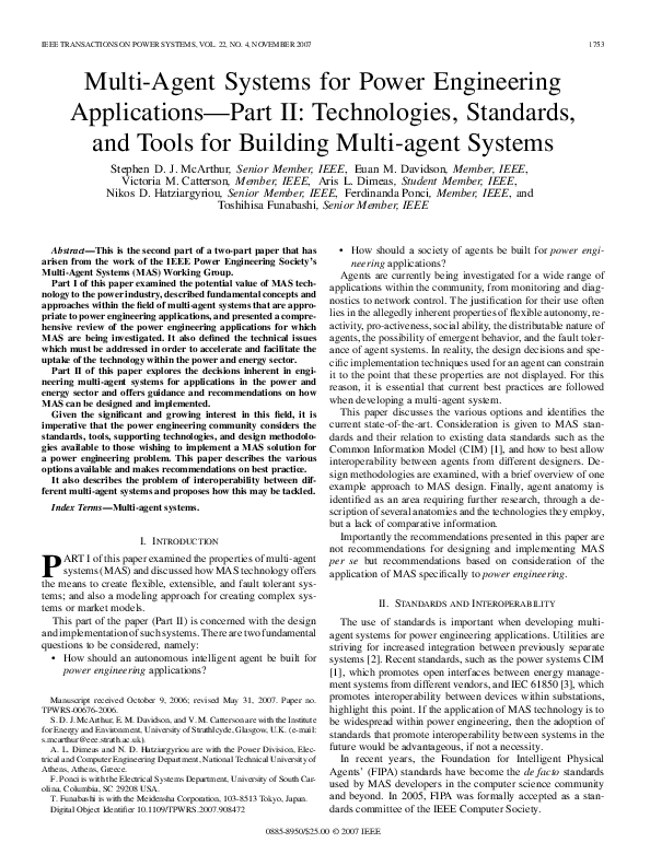 (PDF) Multi-Agent Systems for Power Engineering Applications—Part I: Concepts, Approaches, and ...